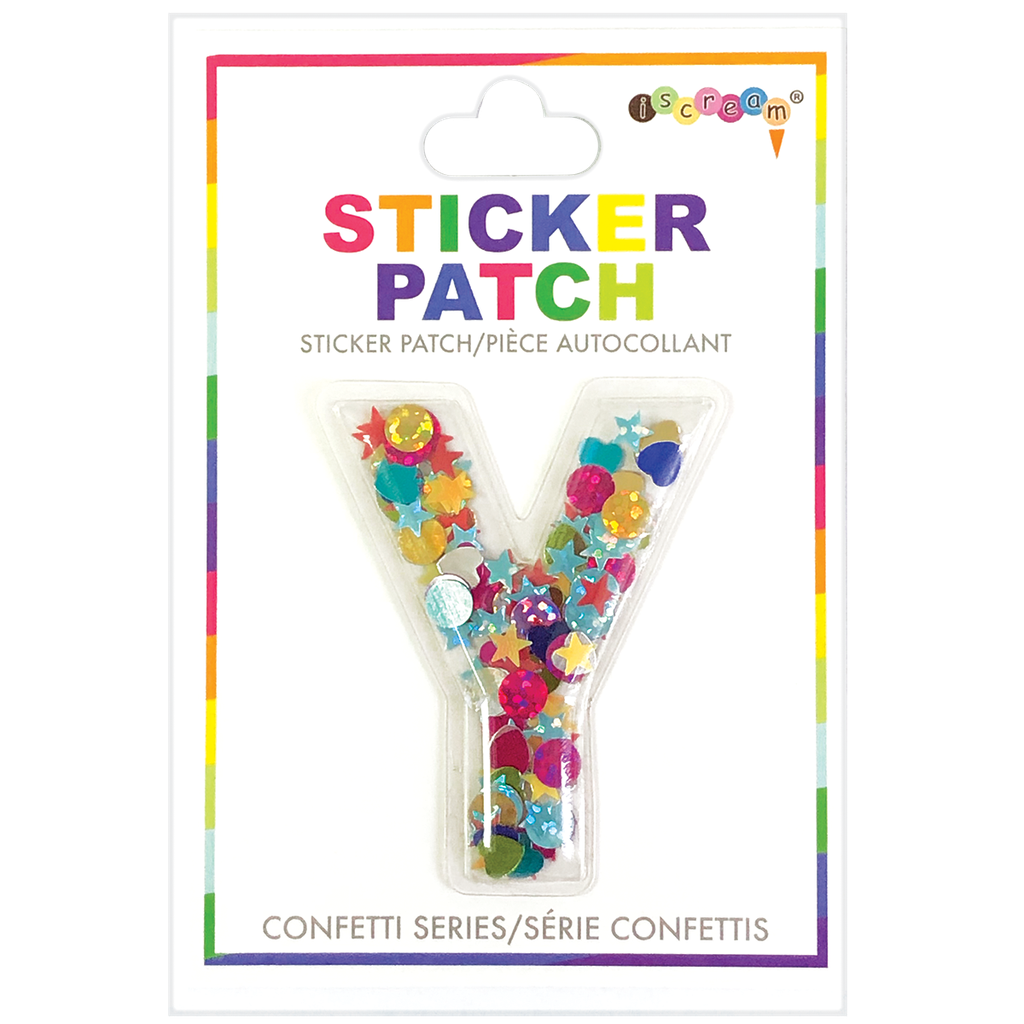 Y Initial Confetti Sticker Patch